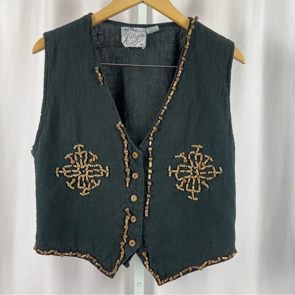 Vintage | Jackets & Coats | Vintage 7s Strike A Pose Medium Wood Beaded ...